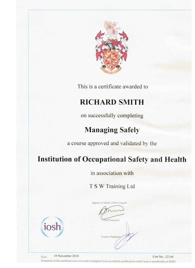 iosh certificate managing safely - RCleanWales Window Cleaners iosh certificate managing safely - RCleanWales Window Cleaners